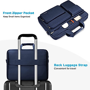 MOSISO Laptop Shoulder Messenger Bag Compatible with MacBook Pro 16 inch 2023-2019 M2 A2780 M1 A2485 A2141,15-15.6 inch Notebook with 2 Raised&1 Flapover&1 Horizontal Pocket&Handle&Belt, Navy Blue