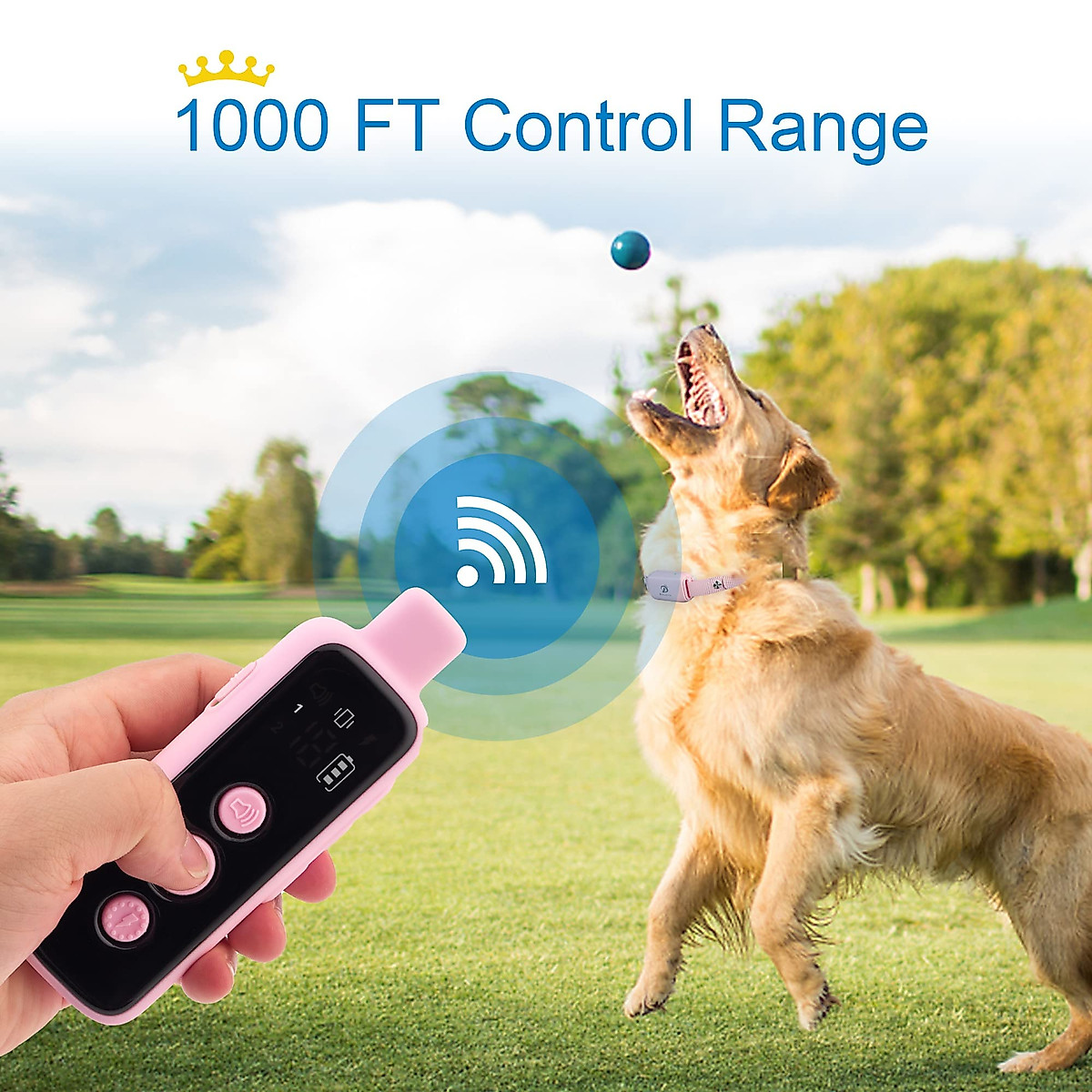 Bousnic Dog Shock Collar for 2 Dogs - (8-120lbs) Waterproof Rechargeable Electric Dog Training Collar with Remote for Small Medium Large Dogs with Beep Vibration Safe Shock Modes(Pink)