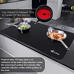 FLASLD Fireproof and Waterproof Stove Top Covers, 21×29.5 inch Electric Stove Cover Mat, Glass Top Stove Cover - Ceramic Glass Cooktop Protector - Flat Top Oven Cover, Black Without Logo