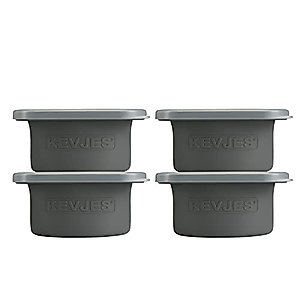 KEVJES Stackable Silicone Artisan Pizza Dough Proofing Proving Boxes with Air-Tight Lids-4pack-500ml Volume for 250g Dough Ball (Space Grey)