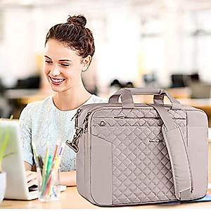 KROSER Laptop Bag for Women, Laptop Case 17 Inch Expandable Laptop Briefcase Bag, TSA Friendly Waterproof Computer Bag With Anti Theft, Messenger Shoulder Bag for Women Business Office Travel, Pink