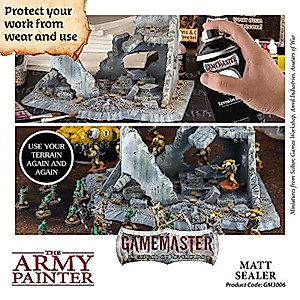 The Army Painter GameMaster - Terrain Sealer: Matt Sealer, (10 Ounce) - Matte Spray Paint Primer with Matte Filler Primer for Crafts, Dungeon Dragon Terrain Tiles, & Tabletop Wargaming Scenery.