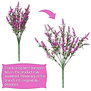 Shiny Flower Artificial Lavender Flowers Bouquet, 8 Bundles Outdoor Fake Shrubs UV Resistant Lifelike Greenery Bushes for Home Kitchen Garden Wedding Outdoor Indoor Porch Box Decorations (Mix)