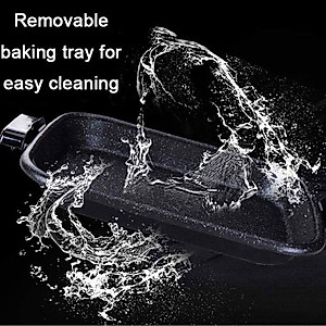 KJHD Frying Pan, Non-stick Deep Dish Heavy Duty Electric Skillet with Tempered Glass Vented Lid and Easy-Pour Spout, Dishwasher Safe