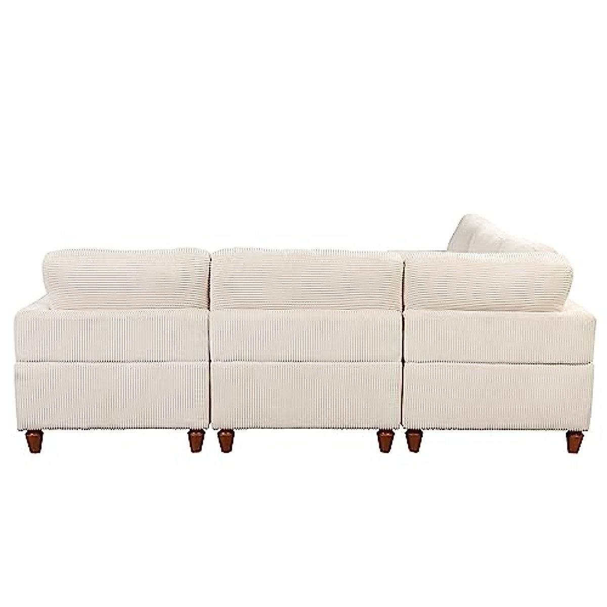 WADRI Modular Sectional Sofa with Ottoman, L-Shaped Corner Sectional, Corduroy Fabric Oversized Sectional Sofa, 5-Seat Couch or Living Room, Office, Free Combination (Beige-A55)
