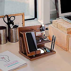 awofer Wood Phone Docking Station Nightstand Organizer for Men - Key Holder Wallet Stand iWatch Organizer Ring Hanging - Gadgets Gifts for Husband Boyfriend Dad Son Birthday Anniversary Fathers Day