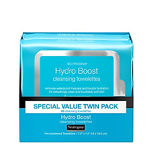Neutrogena Neutrogena Hydroboost Facial Cleansing & Makeup Remover Wipes With Hyaluronic Acid, Twin Pack, 25 Ct, 25 count (Pack of 4)