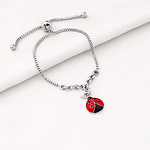 WUSUANED Good Luck Ladybug Adjustable Slider Bracelet Ladybug Inspirational Jewlery Ladybug Lover Gift For Women
