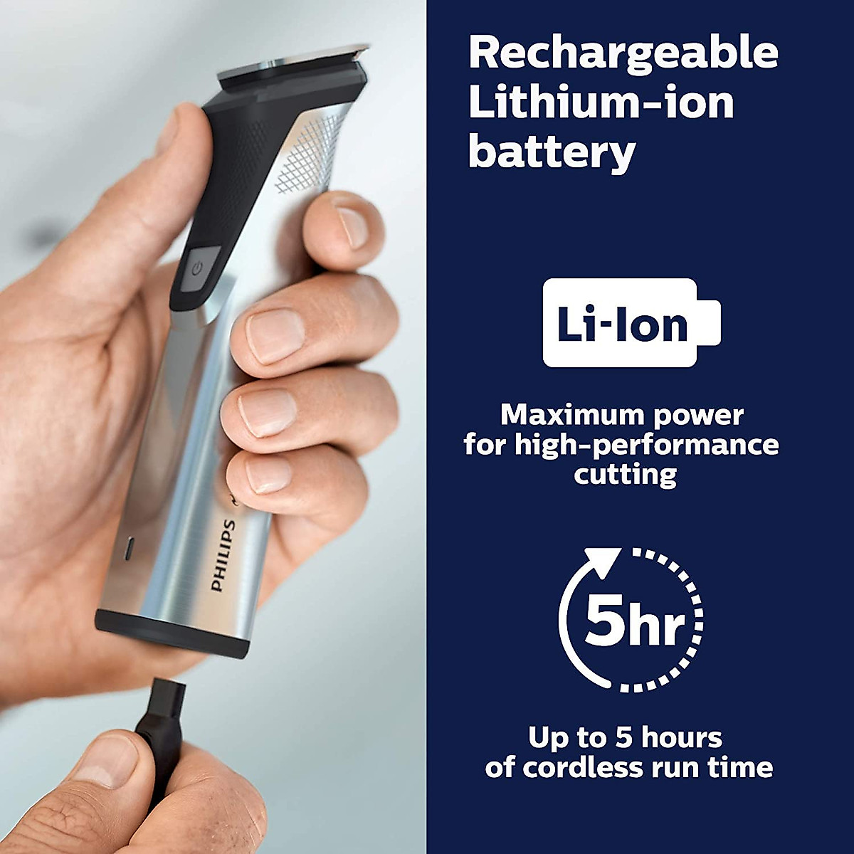 Philips Norelco Multigroomer All-in-One Trimmer Series, 23 Pieces Mens Grooming Kit for Trim and Style Your Face, Head and Body, Max Precision with 2X More Blades - Broage Storage Bag