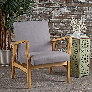 GDF Studio Winford Light Grey Fabric Wood Frame Mid Century Modern Office Chair