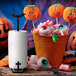 Namalu Halloween Bat Paper Towel Holder with Coffin Base Spooky Rustic Halloween Decor for Kitchen and Bathroom Fun Paper Towel Holder Kitchen Paper Towel Dispenser for Countertop Women Toilet