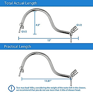 PDPBath Shower Extension Arm, 12" Upgrade Stainless Steel Shower Head Shower Head Extender, Adjustable Height Extended with G1/2 Universal Connection for Vertical Rainfall Shower Head - Chrome