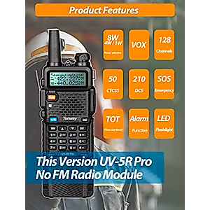 Ham Radio UV-5R Pro 8W High Power Two Way Radio with 3800mAh Battery,Handheld Speaker Mic, Radio Case 2 Pack and one Programming Cable,