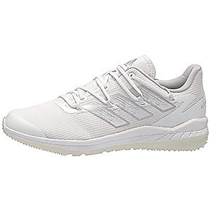 adidas Men's Adizero Afterburner 8 Turf Baseball Shoe, White/Silver Metallic/Team Light Grey, 10.5