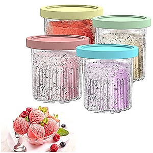 Creami Containers, for Ninja Ice Cream Maker Cups,24 OZ Ice Cream Pint Cooler Airtight And Leaf-Proof for NC501 Series Ice Cream Maker