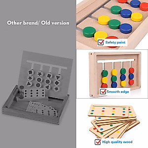 AMOMO Montessori Learning Toys Slide Puzzle Color & Shape Matching Brain Teasers Logic Game Preschool Educational Wooden Toys for Kids Boys Girls Age 3-7 Years Old Airplane Travel Toys Birthday Gifts