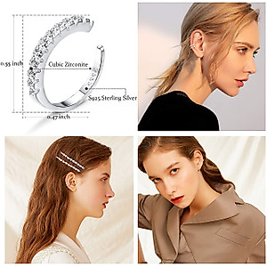 Milacolato 925 Sterling Silver CZ Pave Ear Cuffs Small Hoop Earrings for Womens Cubic Zirconia Huggie Non Piercing Earrings