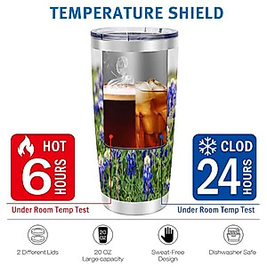 Jesmacti 20Oz Drink Tumbler Bunch Texas Bluebonnets Blue Purple Flowers Springtime Insulated Tumblers Travel Mug for Dorm