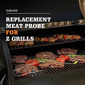 2-Pack Meat Probe Replacement for Oklahoma Joe's, Z Grills, Cuisinart Wood Pellet Grill and Smoker, with Probe Grommet and Temperature Probe Clip