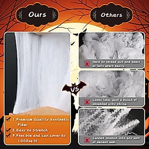 1000 Sqft Spider Webs Halloween Decorations 50 Glow and 50 Black Fake Spiders, Super Stretch Large Spread Cobwebs for Indoor Outdoor Halloween Party Haunted House Spooky Office/Yard Decor Supplies