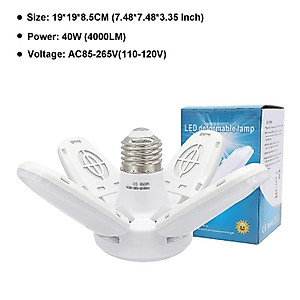 Stayofa 4 Pack LED Garage Light 40W,Mini Deformable Led Garage Ceiling Lights E26 6500K Daylight Garage Lights Adjustable Led Garage Light Bulb for Garage,Workshop,Workbench,Barn,Warehouse,Full Area