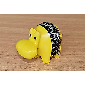 TEMBO AFRICA Handmade Soapstone African Hippo Figurine Sculpture 2 Inches Height x 3 Inches Long Pineapple Yellow Handmade From Africa