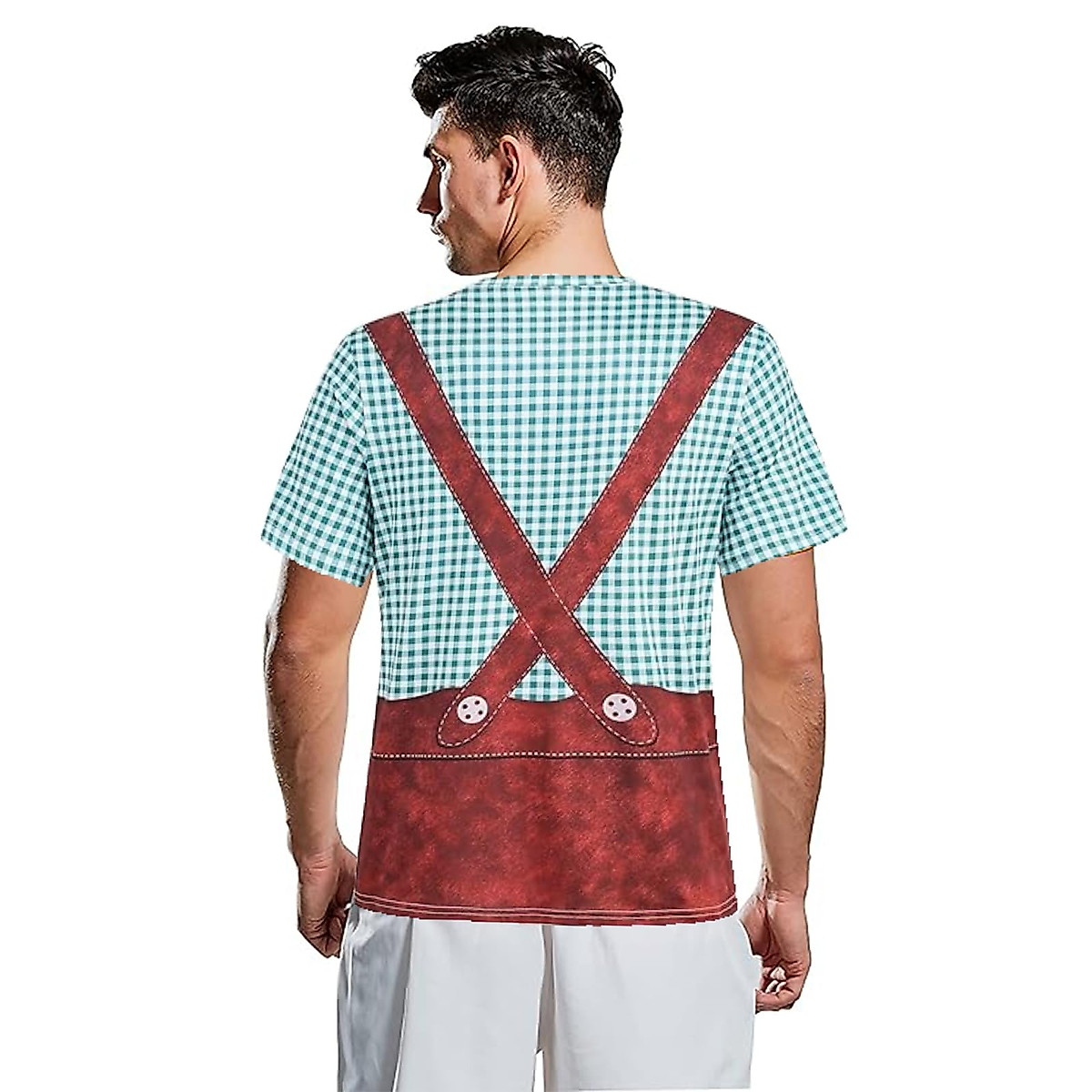 Colorful House Oktoberfest T-Shirt Men October Festival Costume German Costume Lederhosen Men Shirt Green(Green, X-Large)