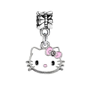 LaBenie Dangle Kitty Charm with Pink Bow