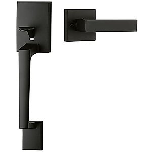 goldenwarm Black Front Door Handle, Entry Door Handle and Reversible Handle Lever, Modern Front Door Handle Only, Matte Black Front Door Entry Handleset, Entry Way Door Handle