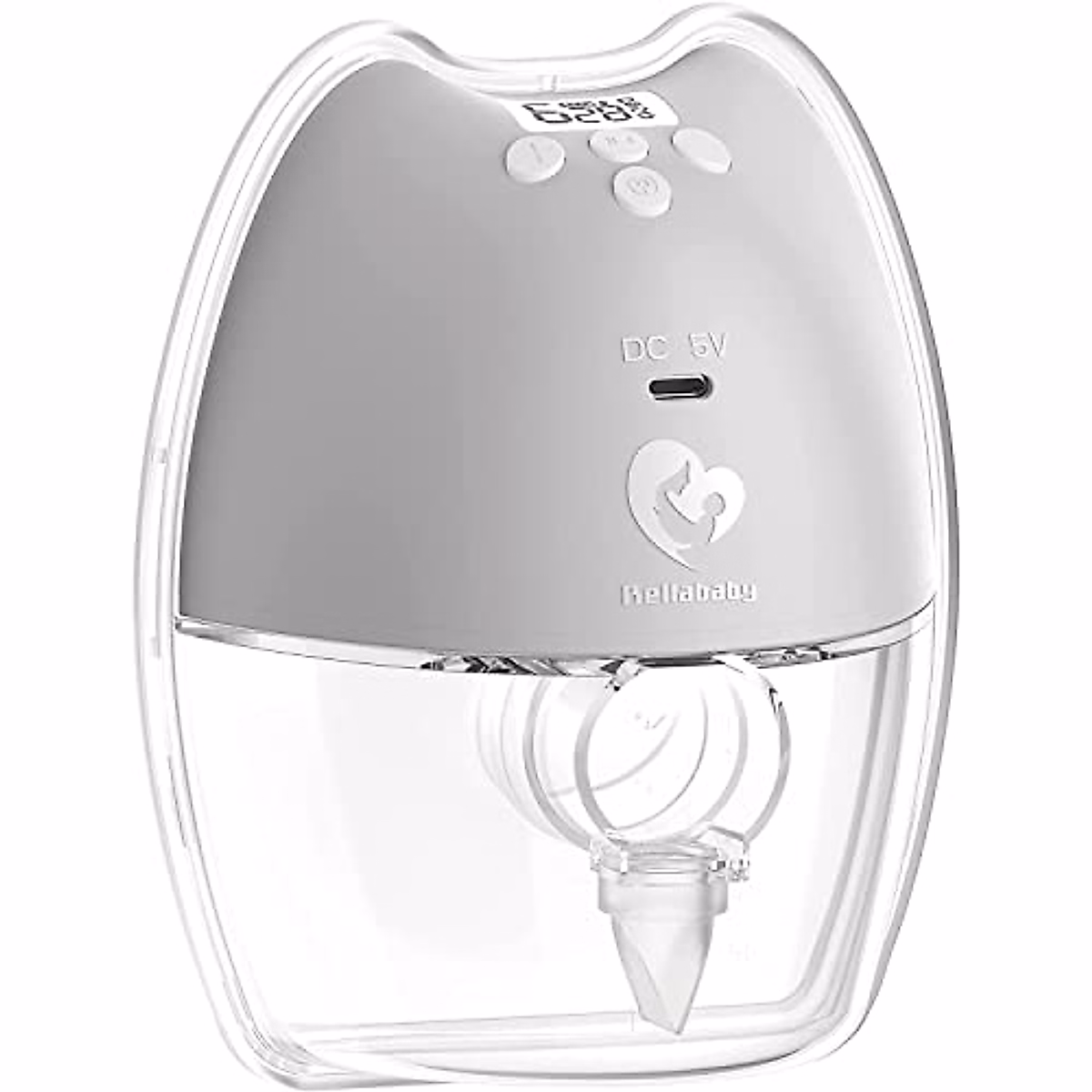 Bellababy Wearable Breast Pump Hands Free,Low Noise and Pain Free,Long-Lasting Battery,4 Modes 9 Levels of Suction,Fewer Parts to Clean.(Gray-Single-24mm)