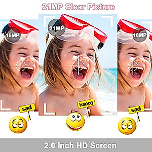 Kids Camera,21MP HD 3M Waterproof Digital Camera Kids,Kids Waterproof Camera 2.0 Inch LCD Display,8X Digital Zoom,Flash and Mic for Kids Boys Girls Gift(Pink)