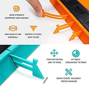 Contour Gauge with Lock, 2pcs 5&10 inch Profile Gauge Smart Measure Ruler Contour Duplicator Carpenter Tool for Vinyl Cutter Plank Install - Instant Template Instrument for Measuring and Cutting Wood