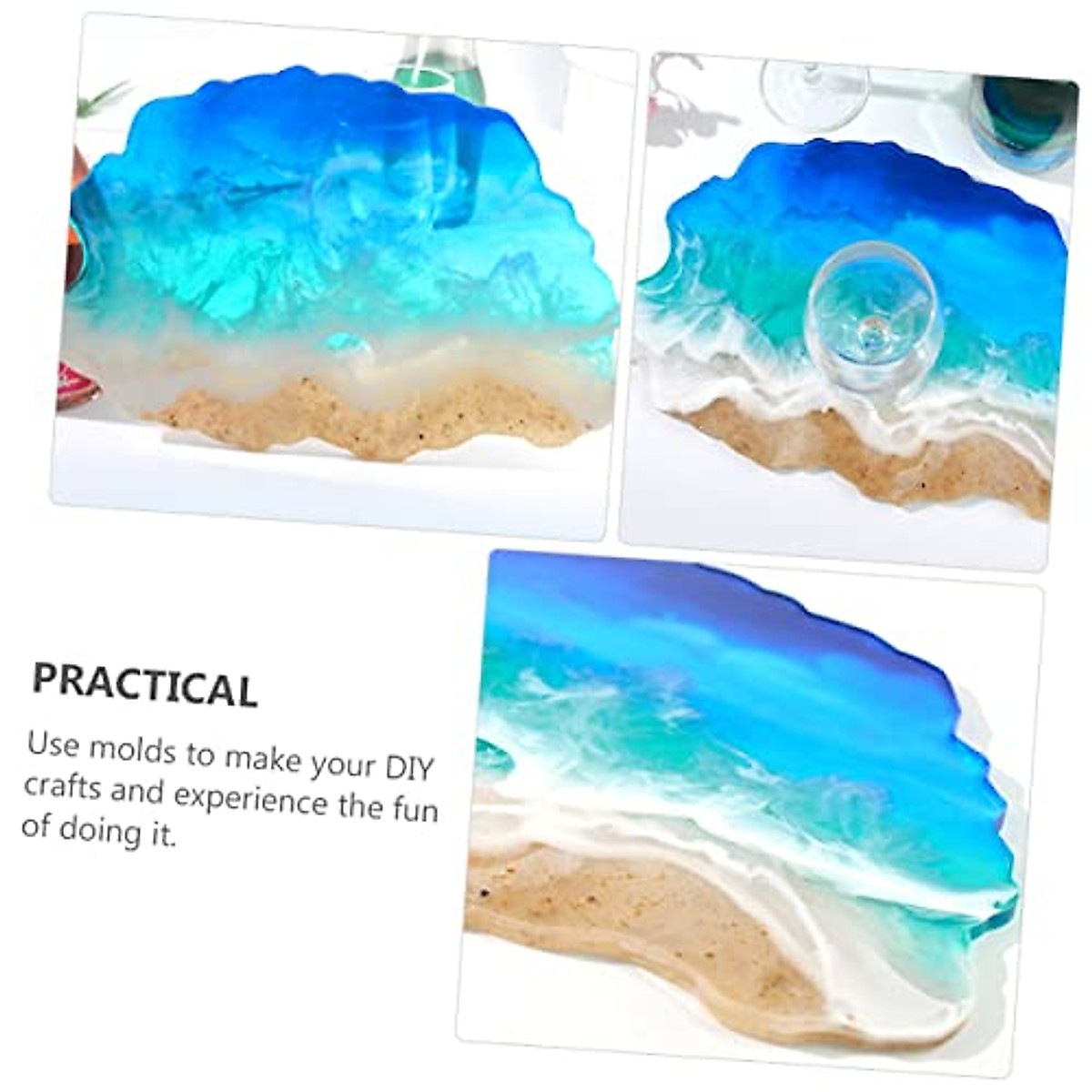 TEHAUX Tray Silicone Mold Resin Molds Resin Silicone Molds Snack Tray Resin Trinket Tray Resin Tray Molds Serving Tray DIY Manual Mold Silicone Plate Mould Handmade Mold Ashtray White Mix