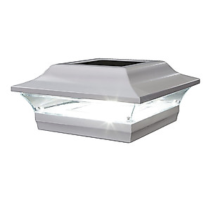 Classy Caps SL214W Imperial Outdoor Solar Post Cap Fence and Deck Light, Bright White Light, Fits 5" x 5" Post, White Powder Coated Aluminum