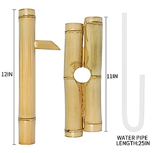 foci cozi,Bamboo Water Fountain Without Pump,Water Fountain Outdoor Indoor,Zen Garden Decor for Desk Patio Yard,12 Inch