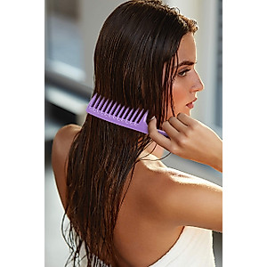 xnicx 3pcs Wide Tooth Comb Set,Detangling Hair Comb for Curly,Wet,Thick Hair,Hair Brush Shower Comb Detangler Hair Wide Comb with Care Handgrip Comb Styling Comb for Women,Men Macaron Purple