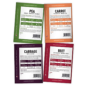 Gardeners Basics, Winter Fall Vegetable Seeds for Planting 8 Varieties Sugar Snap Pea, Carrot, Beet, Radish, Lettuce, Broccoli, Kale, Cabbage Seed Fall Vegetable Seeds Packs