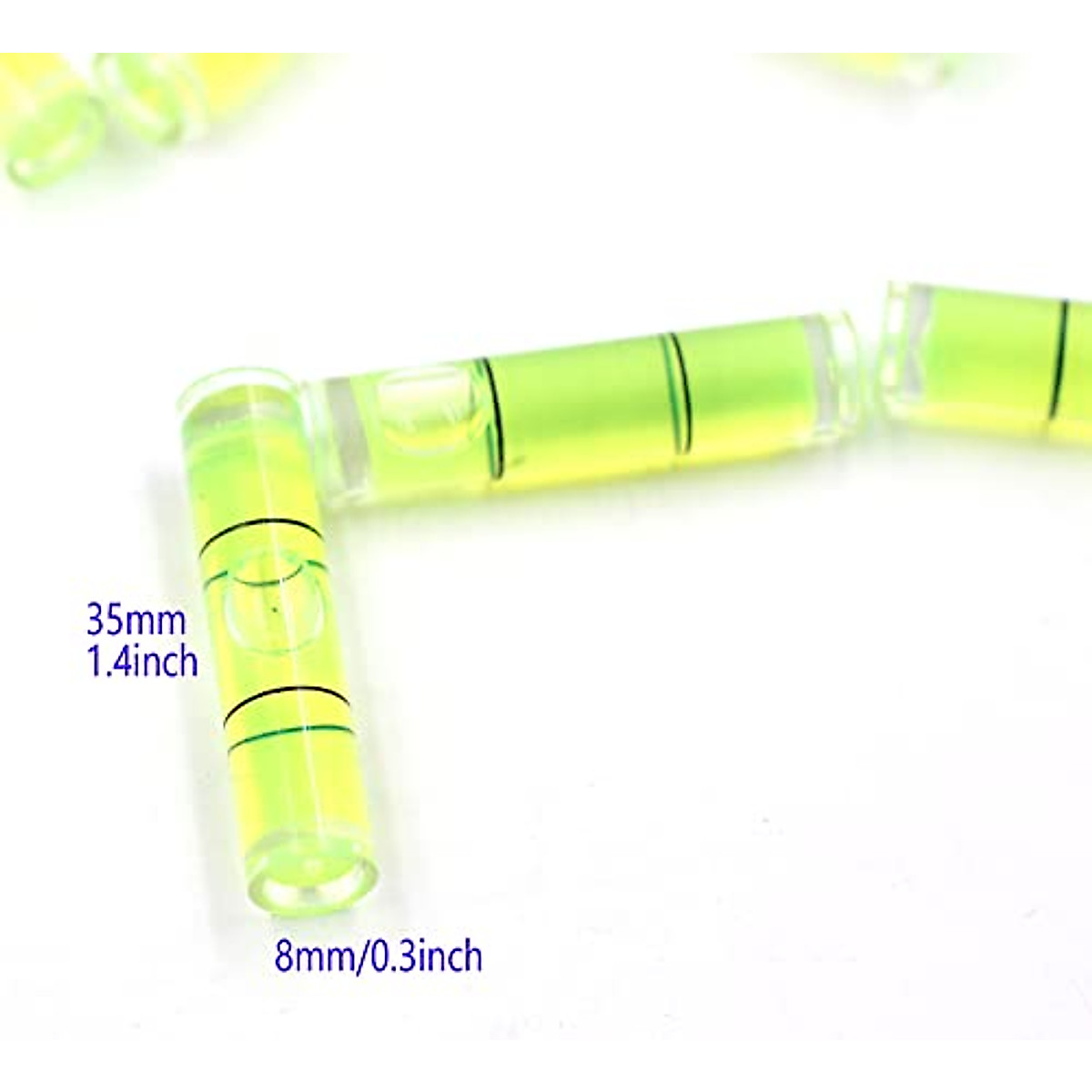 Chiloskit 10 Pcs Cylindrical Plastic Bubble Spirit Level Vials for RV TV Picture Frame Hanging Tool Leveler, 8x35mm