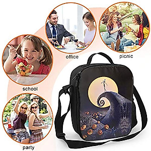 The Nightmare Before Christmas Men & Women Insulated Lunch Bag,Reusable Tote Lunch Box with Water Bottle Holder and Adjustable Shoulder Strap for Office Picnic