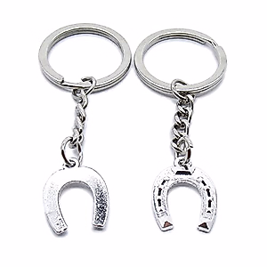 5 Pieces Keychain Keyring Door Car Key Chain Ring Tag Charms Supplies KI7U7F Horseshoe Horse Hoof