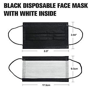 100 Pack Black Disposable Face Masks, USA Made Bulk masks disposable 3-Layer Adult Safety Masks for Protection with Elastic Earloops