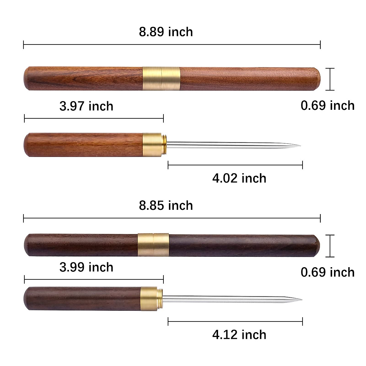 9" Ice Picks Stainless Steel Wooden Handle With Cover for Kitchen, Bars, Bartender,Picnics, Camping, And Restaurant (Black/Red sandal wood)