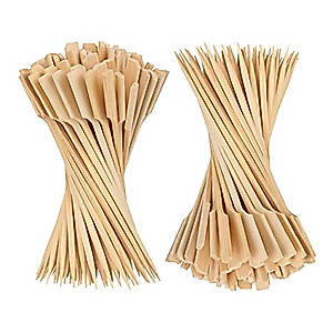 Bamboo Skewers 6 Inch,200 PCS Cocktail Skewers, Wooden Skewers for Appetizers，BBQ，Fruit Kabobs，Sandwich，Drink.