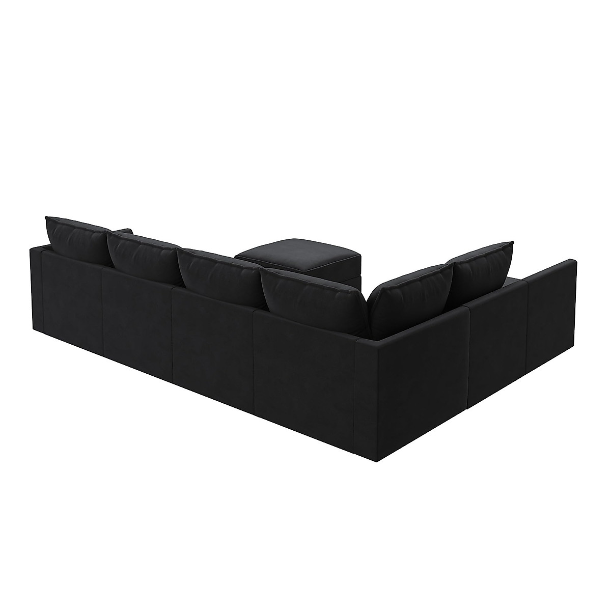 HONBAY Modular Sectional Sofa with Storage Ottoman Velvet Modular Couch with Reversible Chaise L Shape Sectional Couches for Living Room,Black