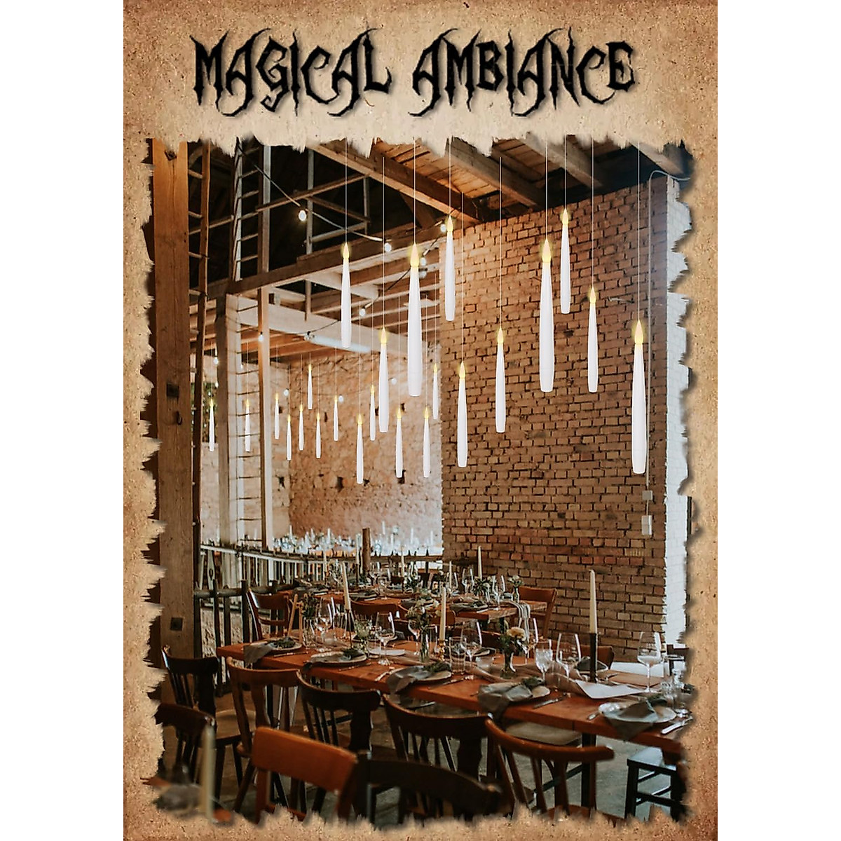 GenSwin 22pcs Flameless Floating Candles with Magic Wand Remote Timer, Battery Operated Hanging Window Candles Flickering, 6.1" LED Electric Candles for Christmas Halloween Decorations(White)