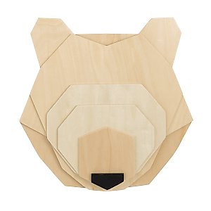NoJo Little Love Bear Head Layered Natural Wood Nursery Wall Décor
