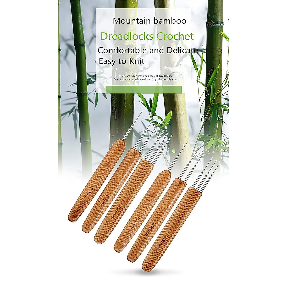 LDCREEE 3 Pieces Dreadlock Hook Tool, 3 Dreadlocks Crochet Hooks, Crochet Hook Needle for Hair Dreadlock Braid Craft 0.75mm 1 Hook, 2 Hooks, 3 Hooks (Wood color-3pcs)