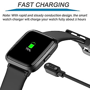 Smart Watch Charger Magnetic Compatible with YAMAY Willful Letsfit Letscom, Magnetic USB Charging Cable for Umidigi Uwatch 3S 3 2 2S Urun smartwatch (Black)
