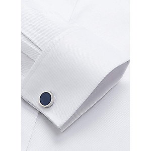 J.Ver Men's French Cuff Dress Shirts Regular Fit Long Sleeve Spead Collar Metal Cufflink White