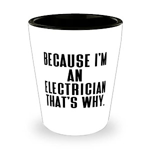 Fun Electrician Gifts, Because I'm an Electrician That's Why, Love Birthday Shot Glass From Friends, Funny
